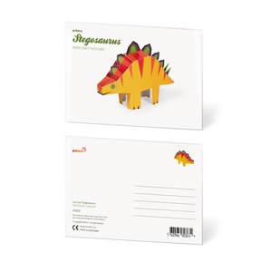 4 DINOSAURS Paper Craft Postcards - T-rex - Diplodocus - Stegosaurus ...