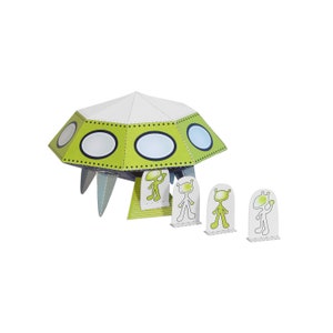 UFO Paper Toy - DIY Paper Craft Kit - 3D Model Paper Figure - Etsy