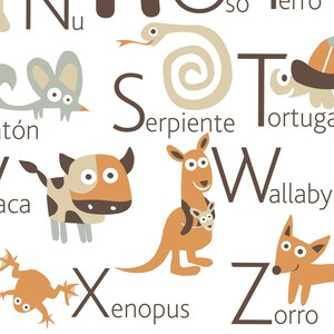 SPANISH Alphabet Poster With Animals From A to Z, BIG POSTER 13x19 ...