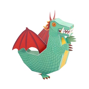 Green Dragon Paper Toy: DIY 3D Model Craft Kit - Etsy