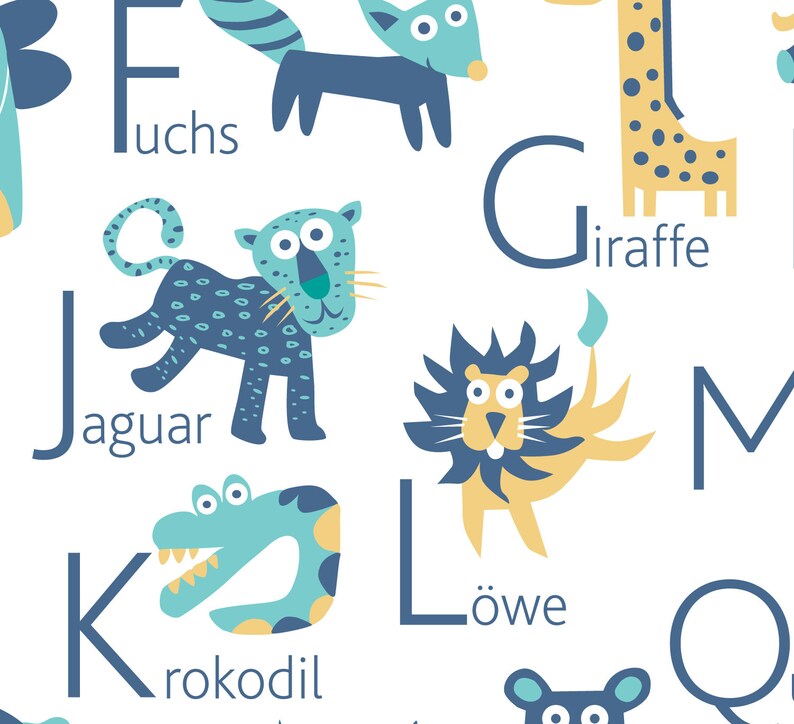 GERMAN Alphabet Poster With Animals From A to Z BIG POSTER | Etsy