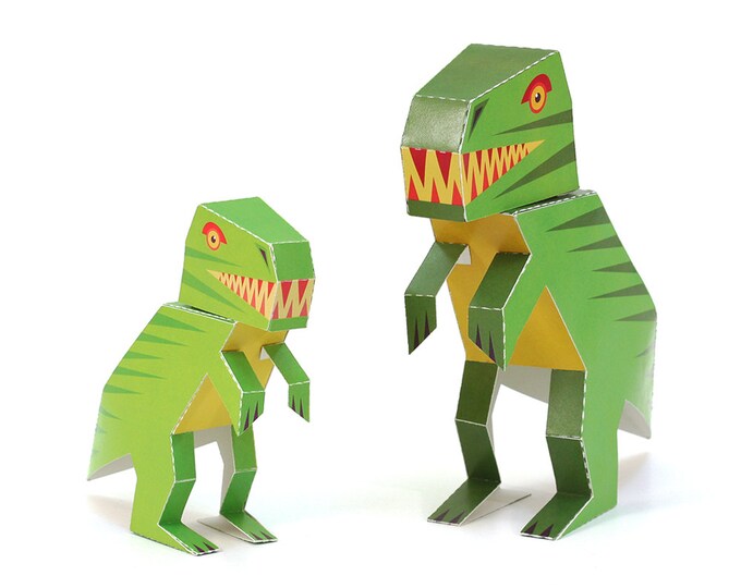 Dinosaur T-rex Toy, Kids' Craft, Laminated Paper Toy, Make Your Own ...