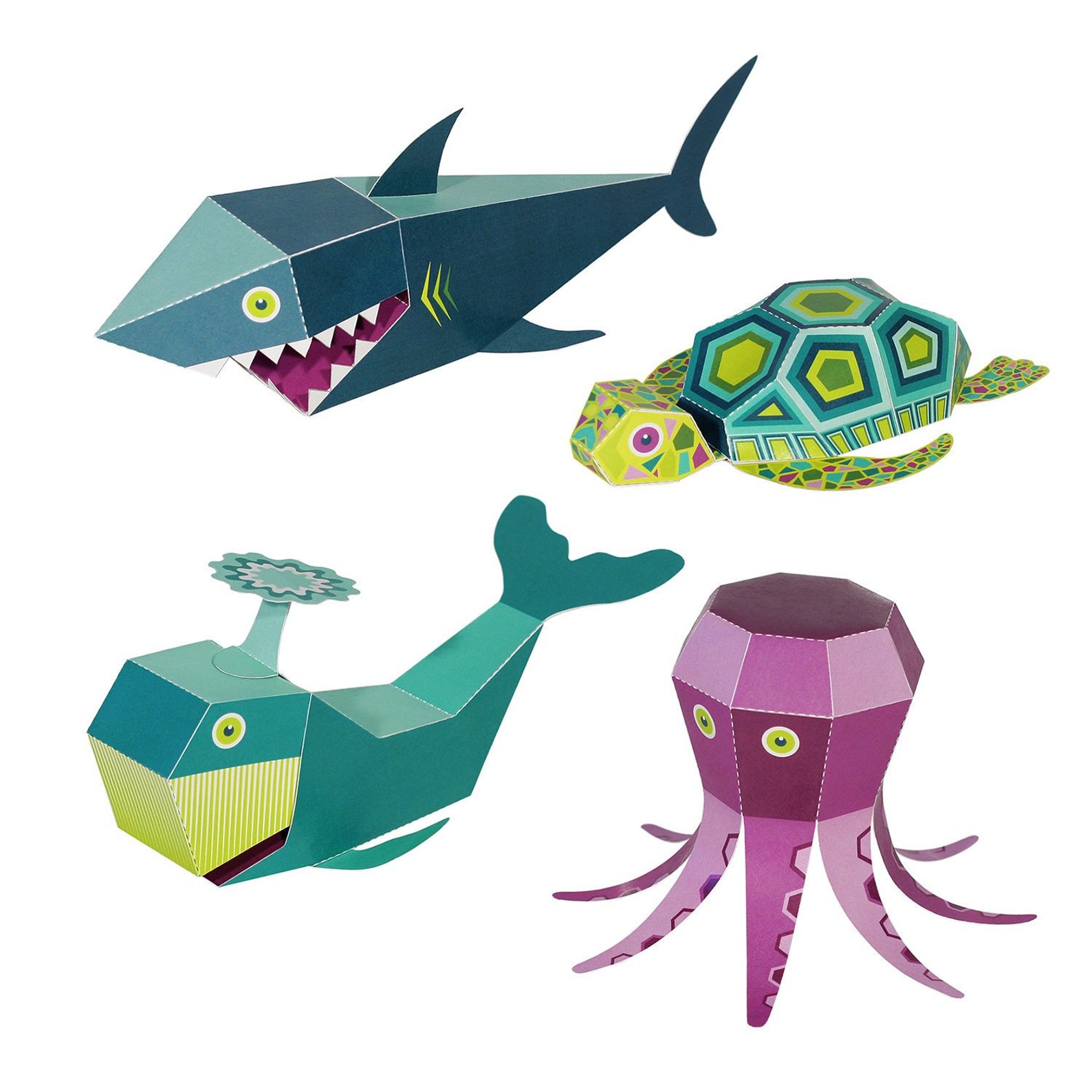 Sea Animals Paper Toys DIY Paper Craft Kit 3D Paper - Etsy Canada