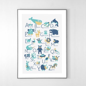 FRENCH Alphabet Poster With Animals From A to Z, BIG POSTER 13x19 ...