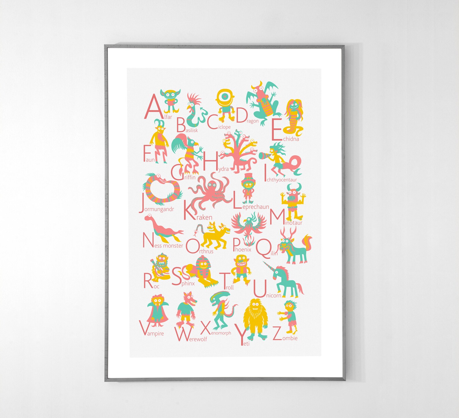 Monsters Alphabet Poster ENGLISH A to Z BIG POSTER 13x19 - Etsy