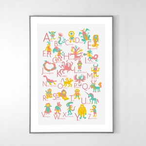 Monsters Alphabet Poster - ENGLISH - A to Z, BIG POSTER 13x19 Inches - Etsy