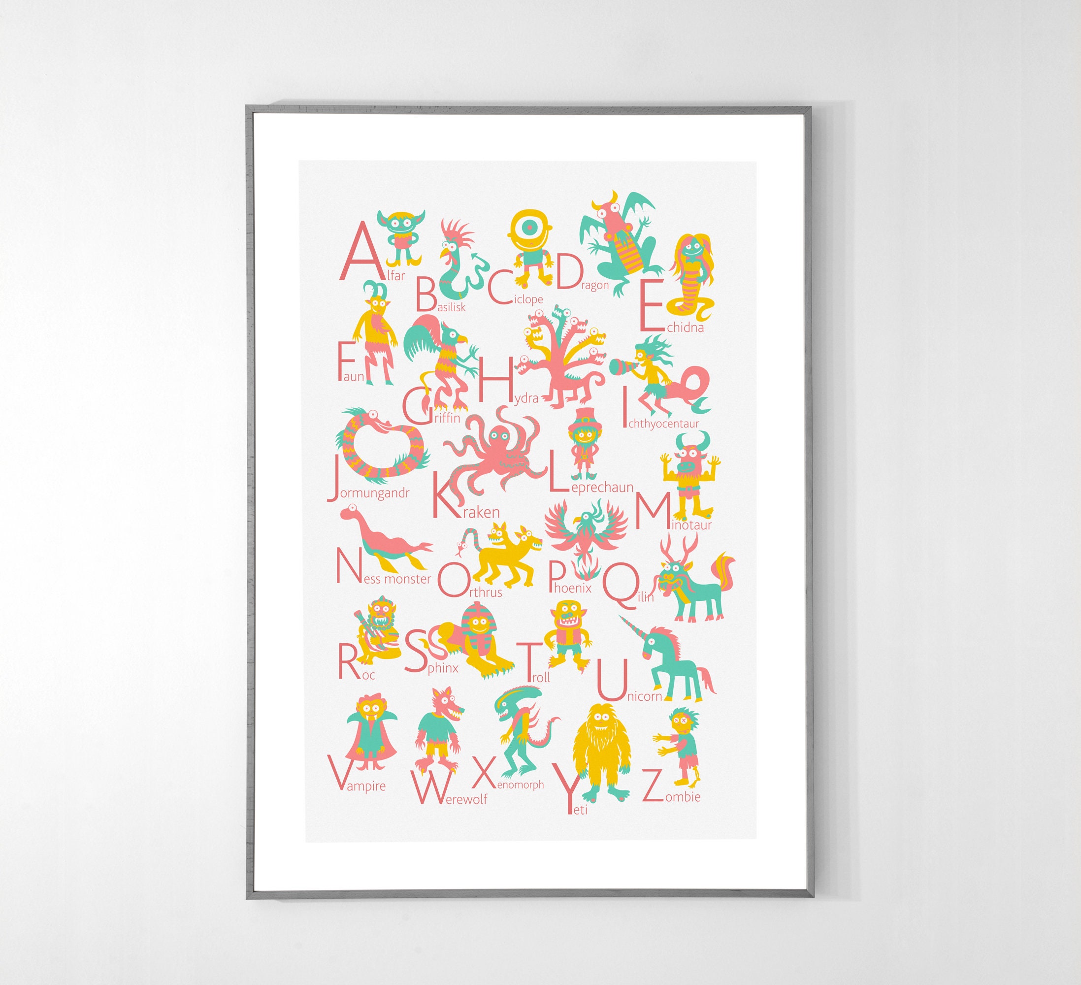 Monsters Alphabet Poster ENGLISH A to Z BIG POSTER 13x19 - Etsy Canada