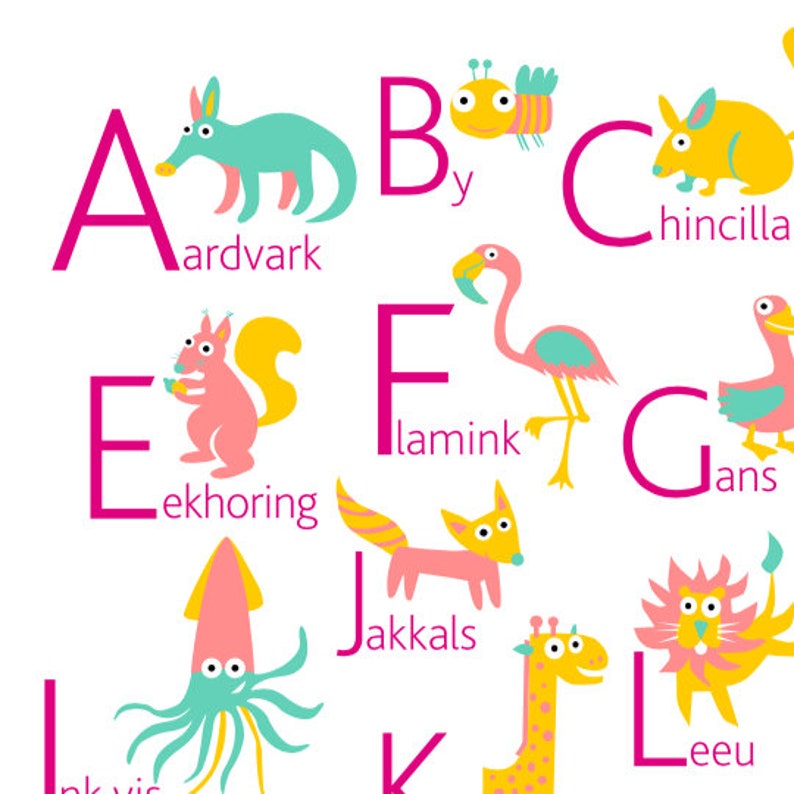 AFRIKAANS Alphabet Poster with animals from A to Z BIG POSTER | Etsy