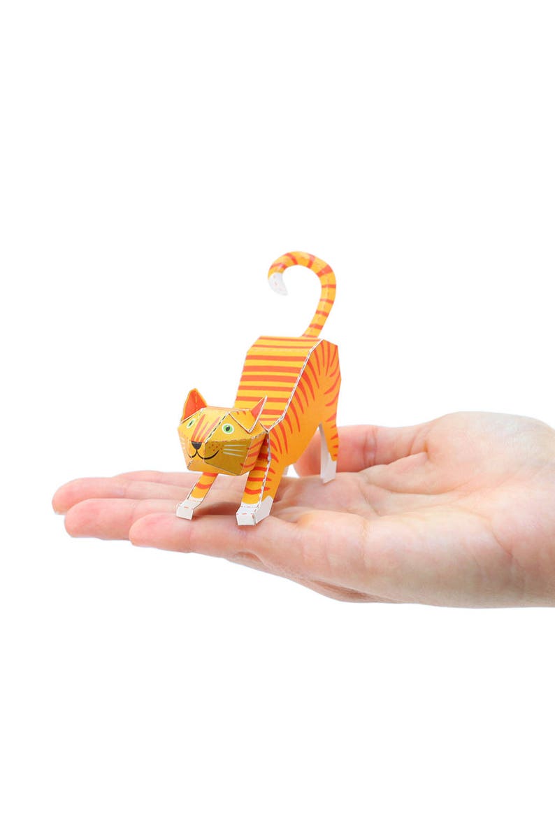 STRETCHING CAT Paper Craft Postcard 3D Model Paper Figure | Etsy