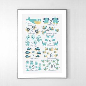 FRENCH Numbers Poster With Animals From 1 to 10 - BIG POSTER 13x19 ...