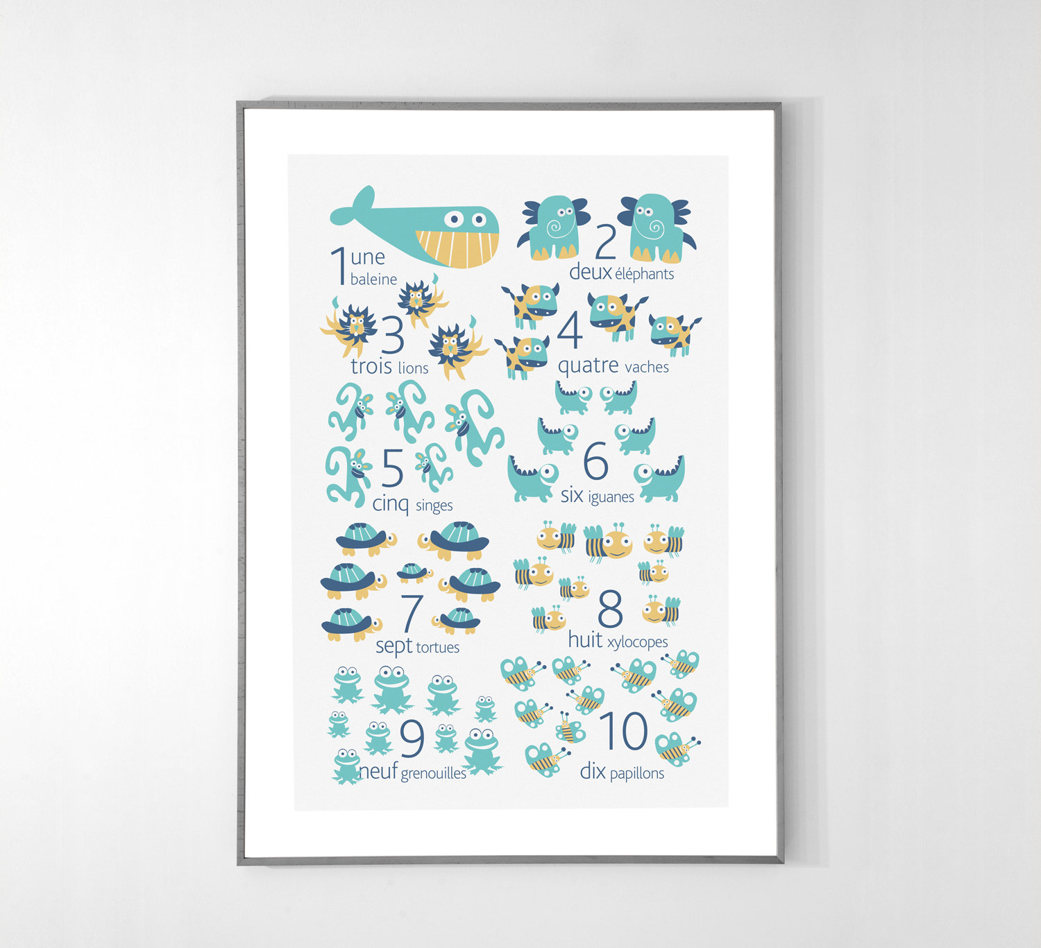 FRENCH Numbers Poster With Animals From 1 to 10 BIG POSTER | Etsy