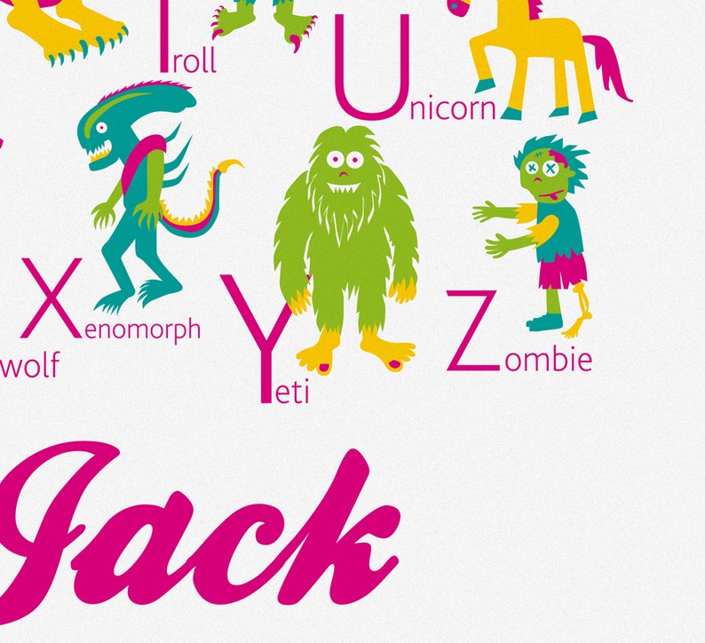 Personalized Monsters Alphabet Poster ENGLISH A to Z BIG | Etsy