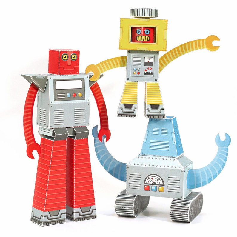 Movable Robots Paper Toys: DIY Craft Kit - Etsy