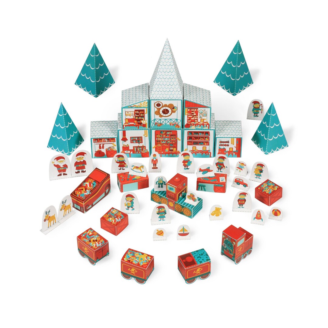 Santa's Toy Factory Advent Calendar: DIY Papercraft Kit - Etsy UK
