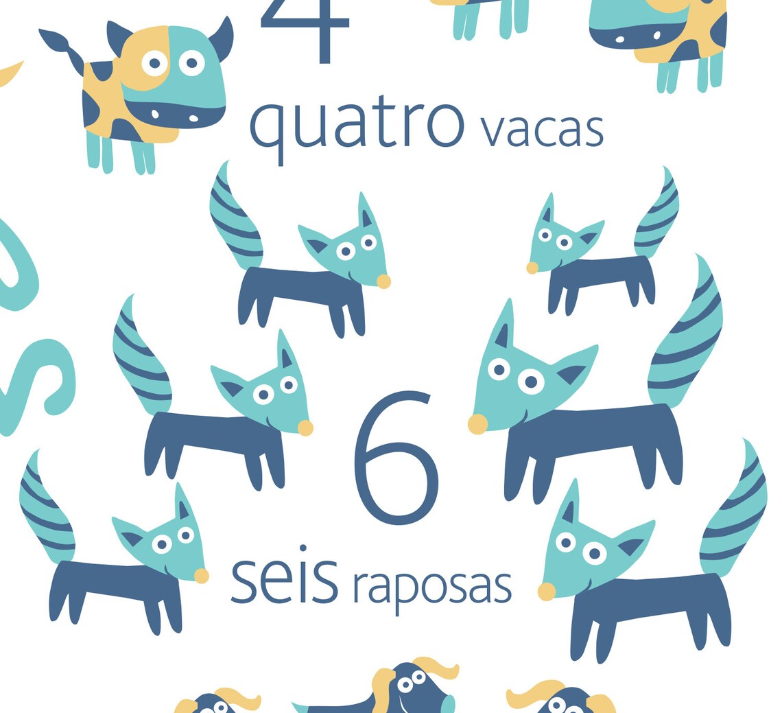 PORTUGUESE Numbers Poster with animals from 1 to 10 BIG | Etsy