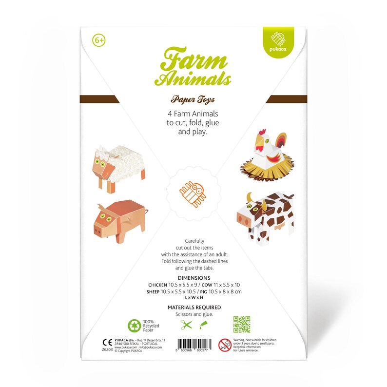 Farm Animals Paper Toys: DIY Papercraft Kit - Etsy