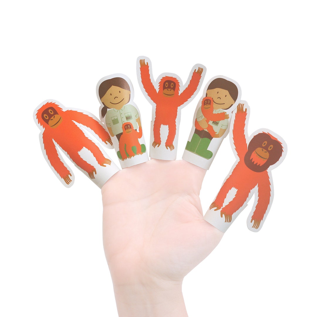 Orangutans Paper Finger Puppets - DIY Craft Kit Paper Toy - Etsy