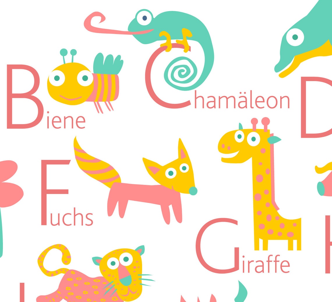 GERMAN Alphabet Poster with animals from A to Z BIG POSTER | Etsy