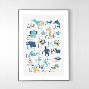 ITALIAN Alphabet Poster With Animals From A to Z, BIG POSTER 13x19 ...