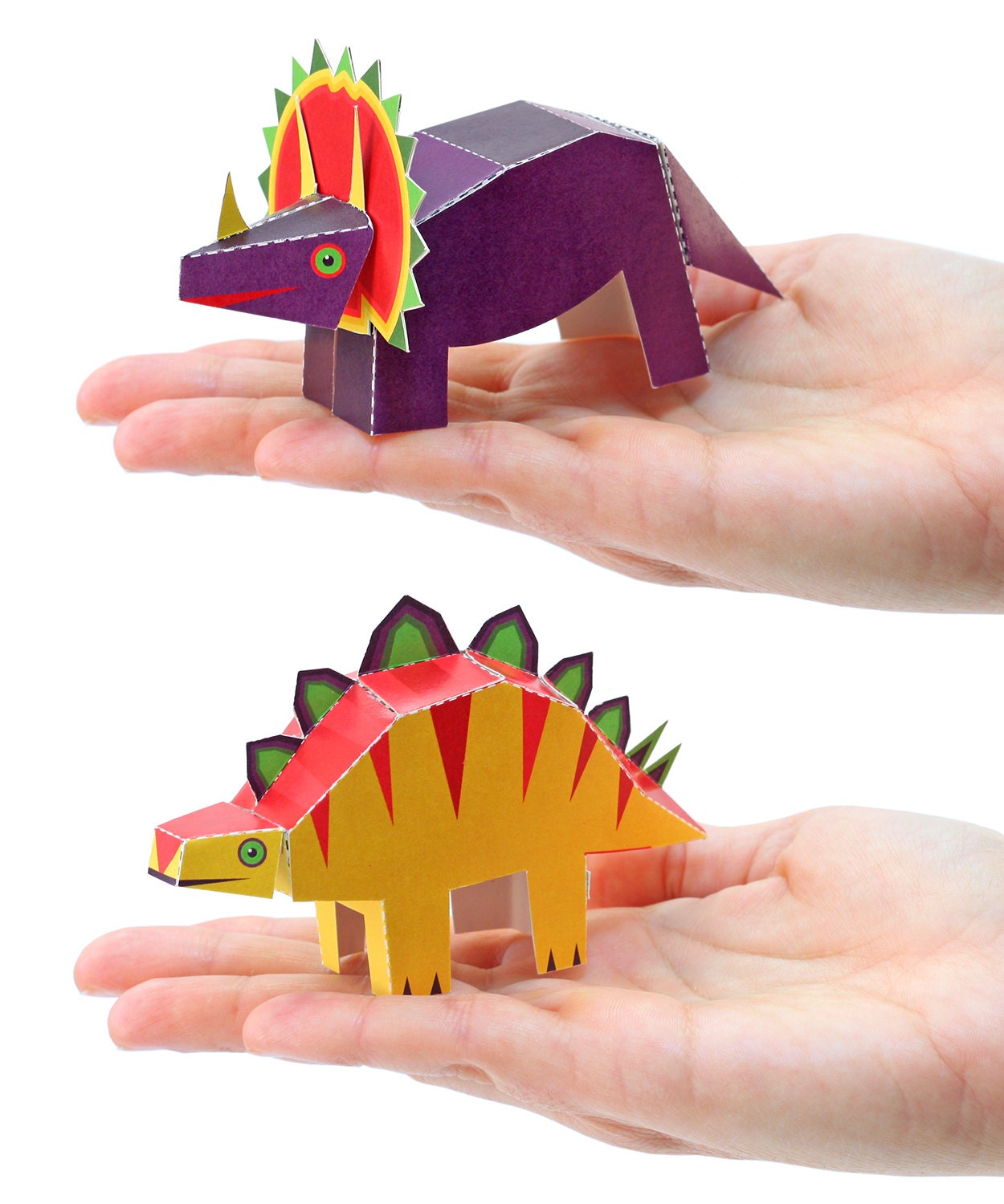 4 DINOSAURS Paper Craft Postcards T-rex Diplodocus | Etsy