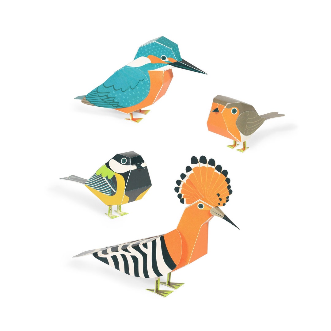 Birds Paper Toys - DIY Paper Craft Kit - 4 Birds - Papercraft - Etsy