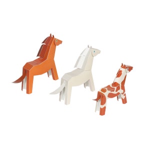 Horses Paper Toys: DIY 3D Paper Craft Kit - Etsy