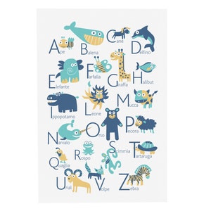 ITALIAN Alphabet Poster With Animals From A to Z, BIG POSTER 13x19 ...