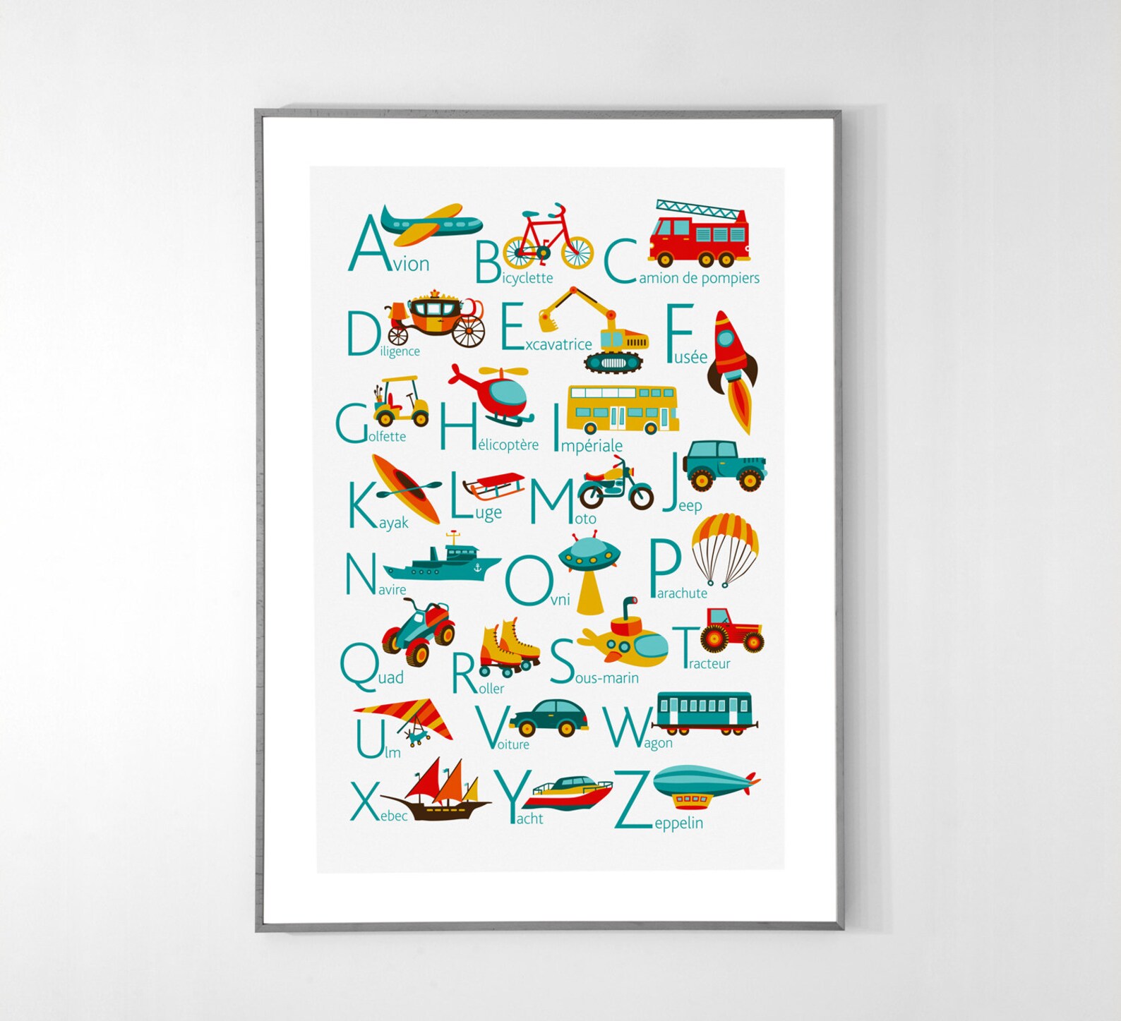 Transports Alphabet Poster From A to Z - FRENCH - BIG POSTER 13x19 ...