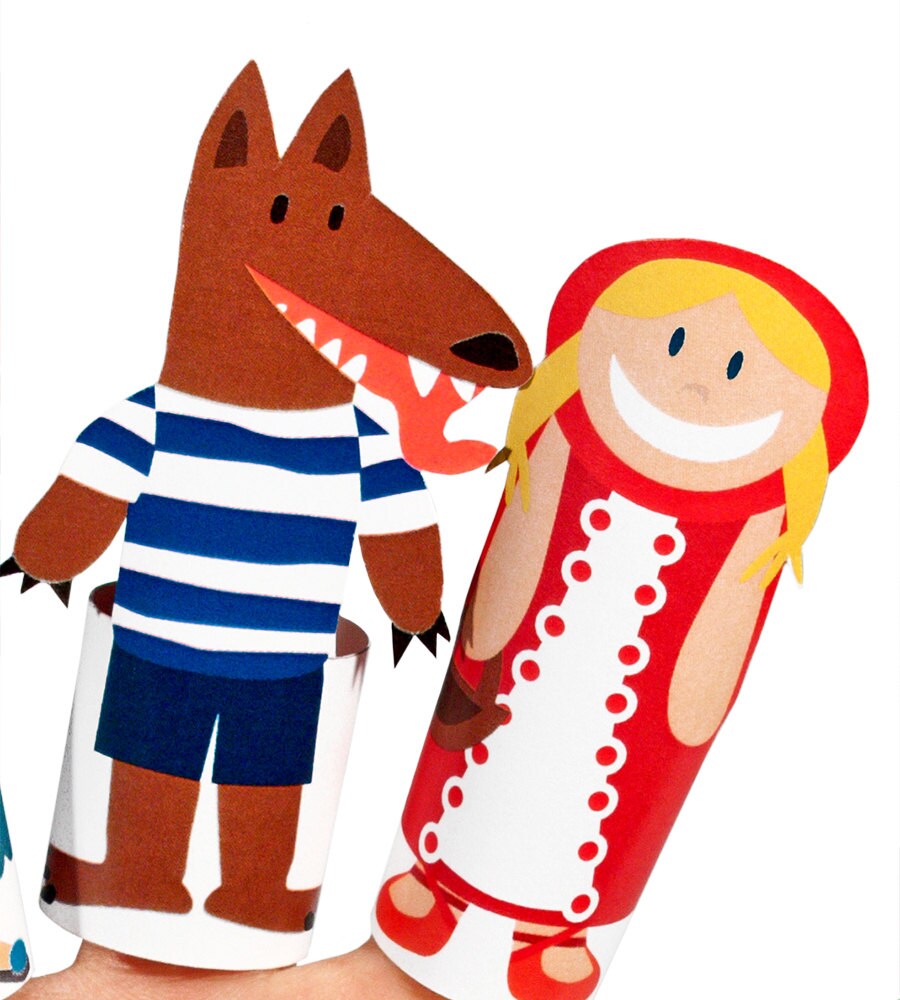 Little Red Riding Hood Paper Finger Puppets PRINTABLE PDF | Etsy