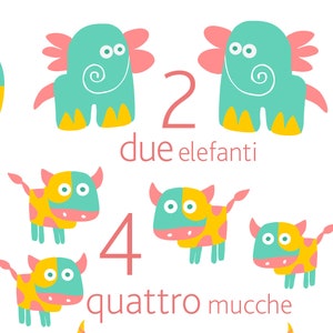 ITALIAN Numbers Poster With Animals From 1 to 10 - BIG POSTER 13x19 ...