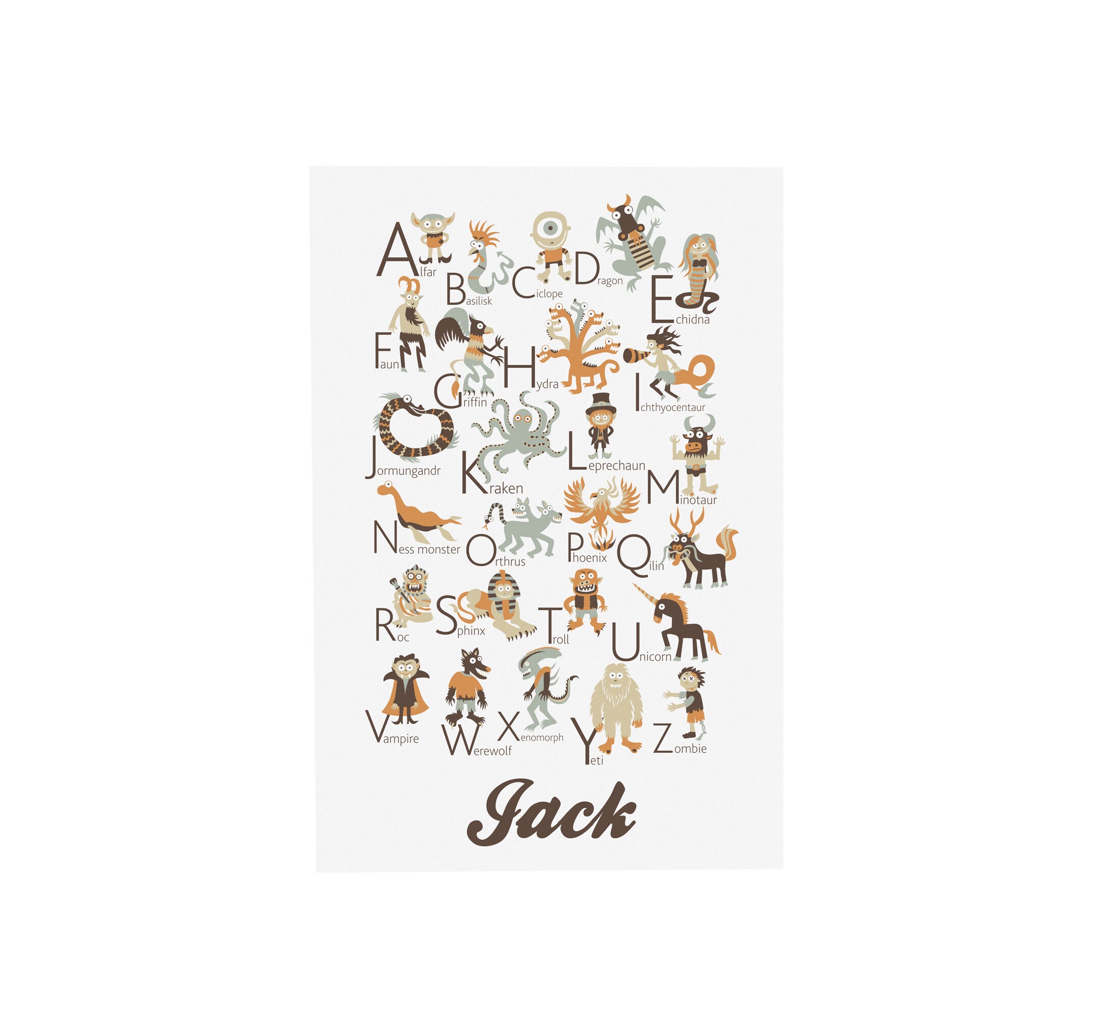 Personalized Monsters Alphabet Poster ENGLISH A to Z BIG | Etsy