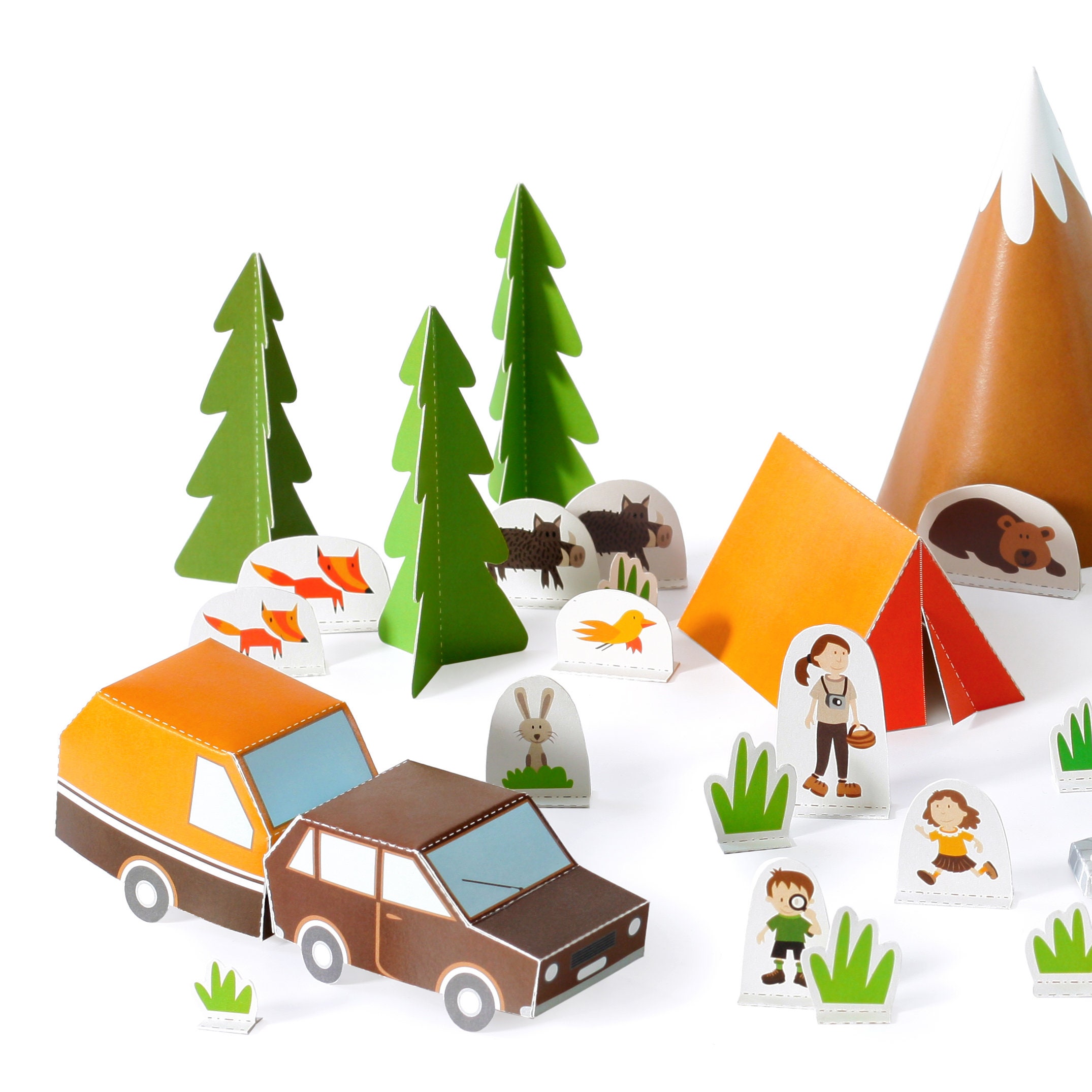 Camping Paper Toy DIY Paper Craft Kit Papercraft Kids - Etsy