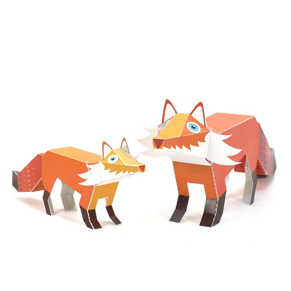 Maxi Fox Paper Toys DIY Paper Craft Kit 3D Paper Animals - Etsy