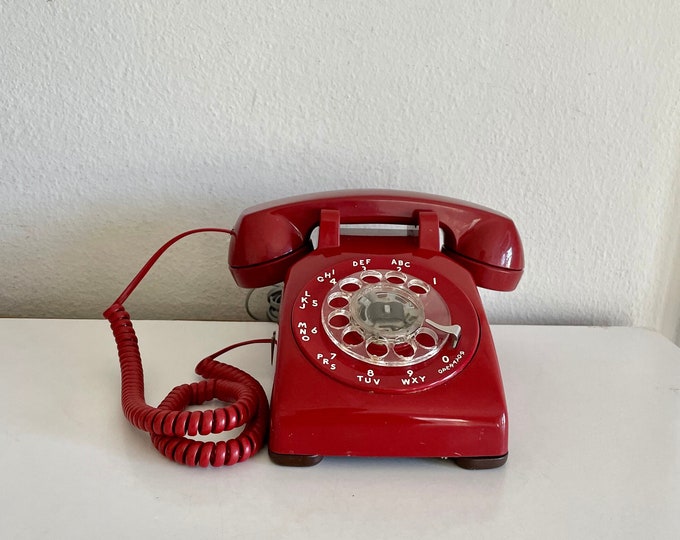 Working Vintage Red ATT Rotary Dial Phone Telephone - Etsy
