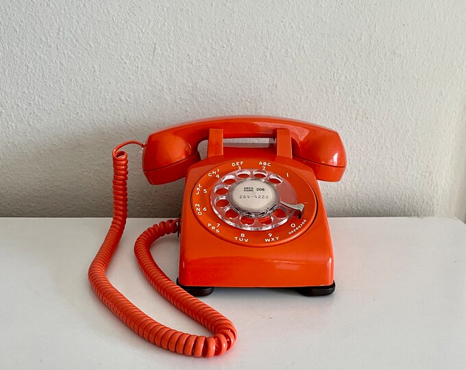 Working Orange Rotary Phone Telephone ITT - Etsy
