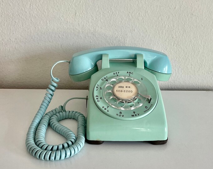 Working Vintage Blue Rotary Phone Western Electric Mid Century ...