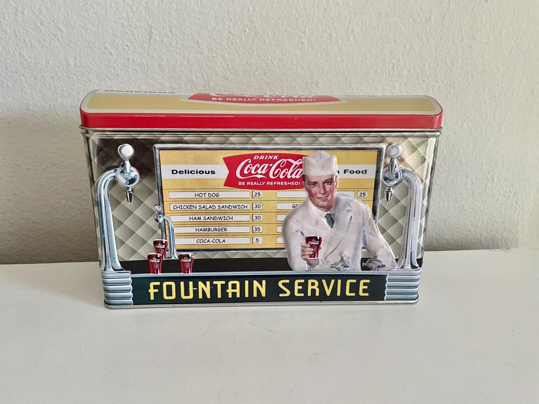Vintage Coca Cola Fountain Service Tin Container - Etsy