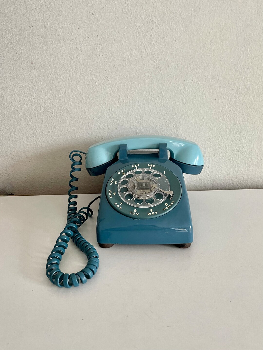 Working Vintage Rare Teal Blue Rotary Dial Phone Telephone With Aqua ...