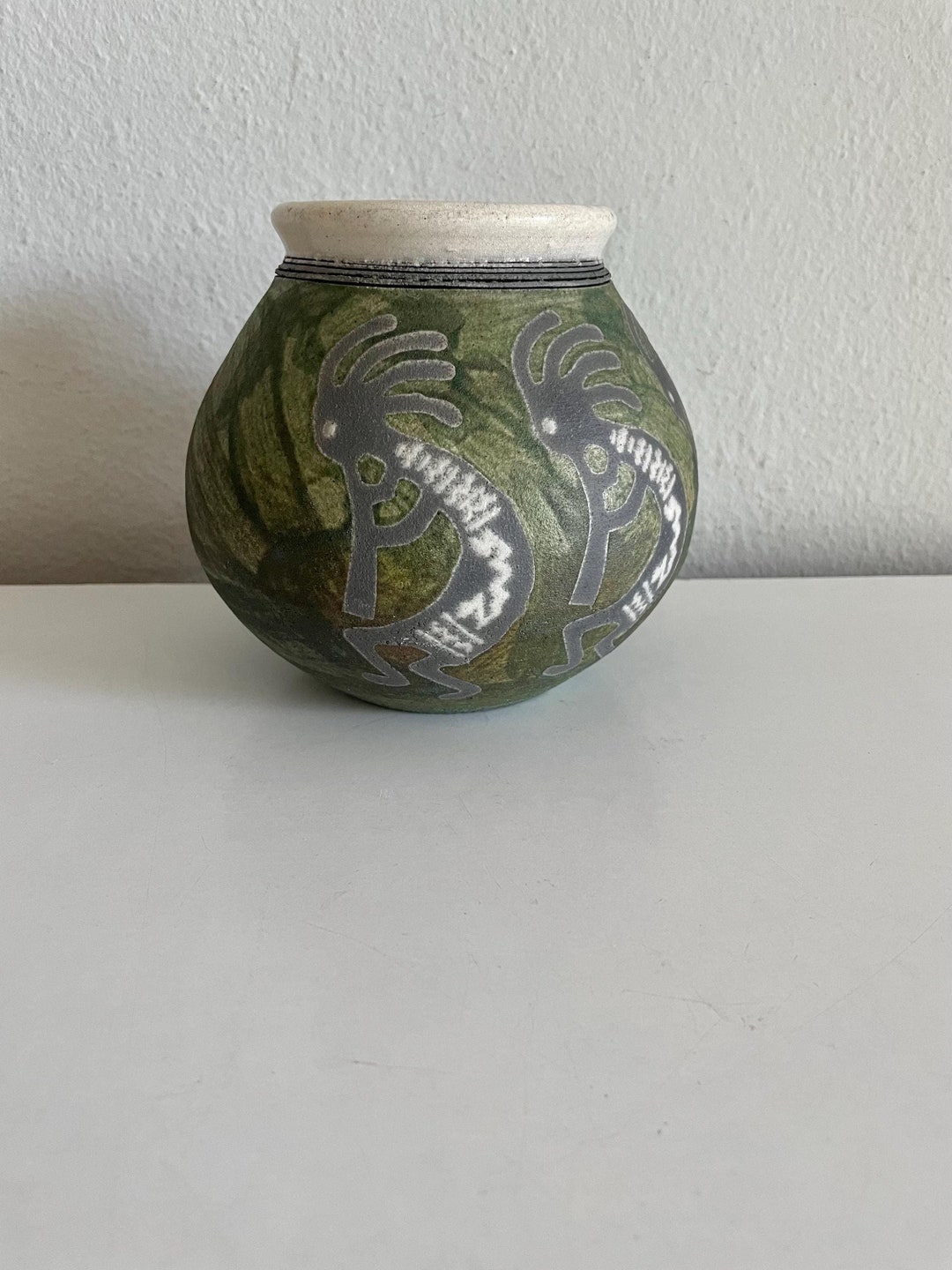 Vintage Signed J Diller Raku Art Pottery Vase Kokopelli 5” - Etsy