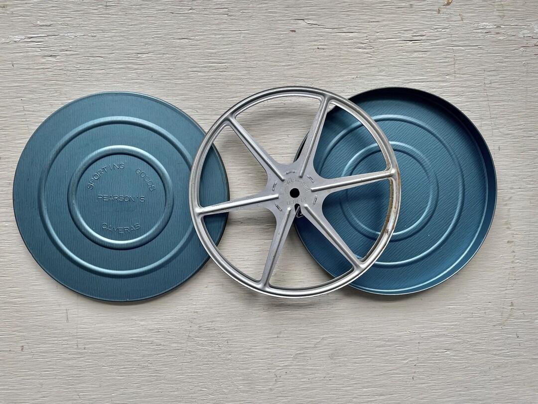 Vintage Film Reel 7" Gray Kenco and Sporting Goods Blue Canister - Etsy