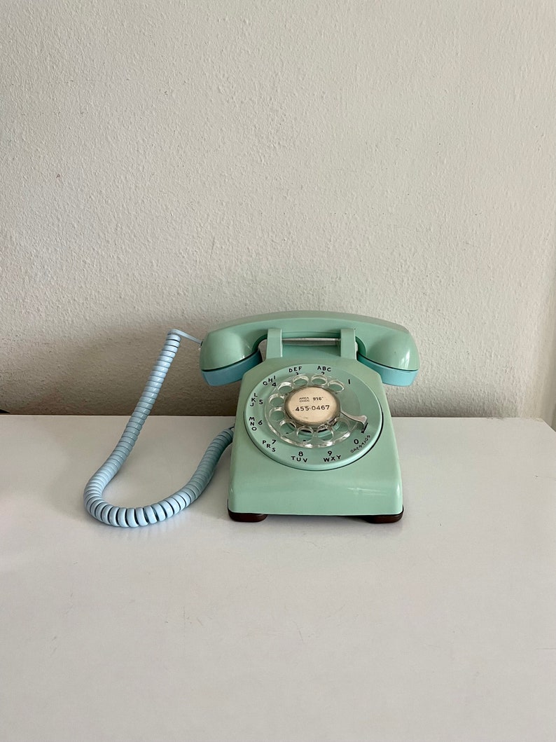 Working Vintage Aqua Blue Western Electric Rotary Dial Phone Telephone ...