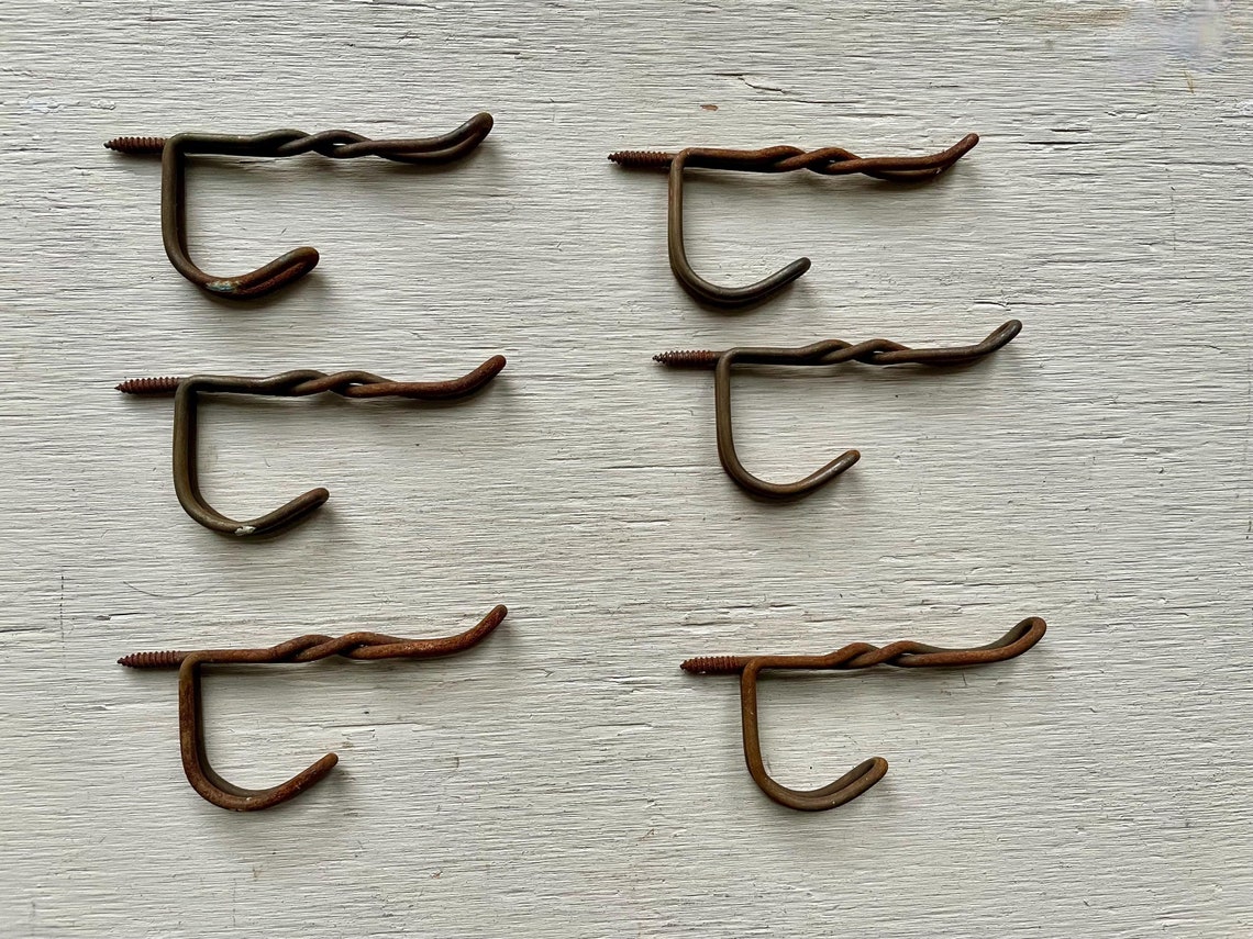 Antique Screw in Wire Coat Hooks Six Rusty Wire Hooks - Etsy