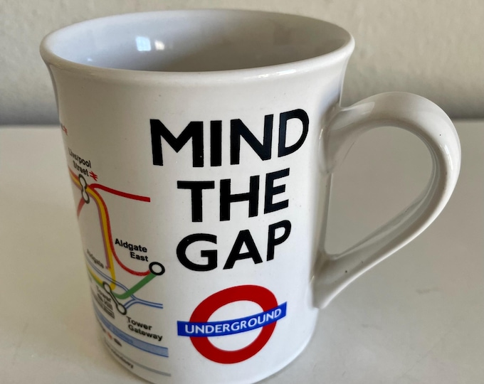 Vintage London Tube MIND THE GAP Coffee Mug Cup Underground Subway Map ...