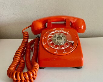 Working Orange Rotary Phone Telephone ITT - Etsy