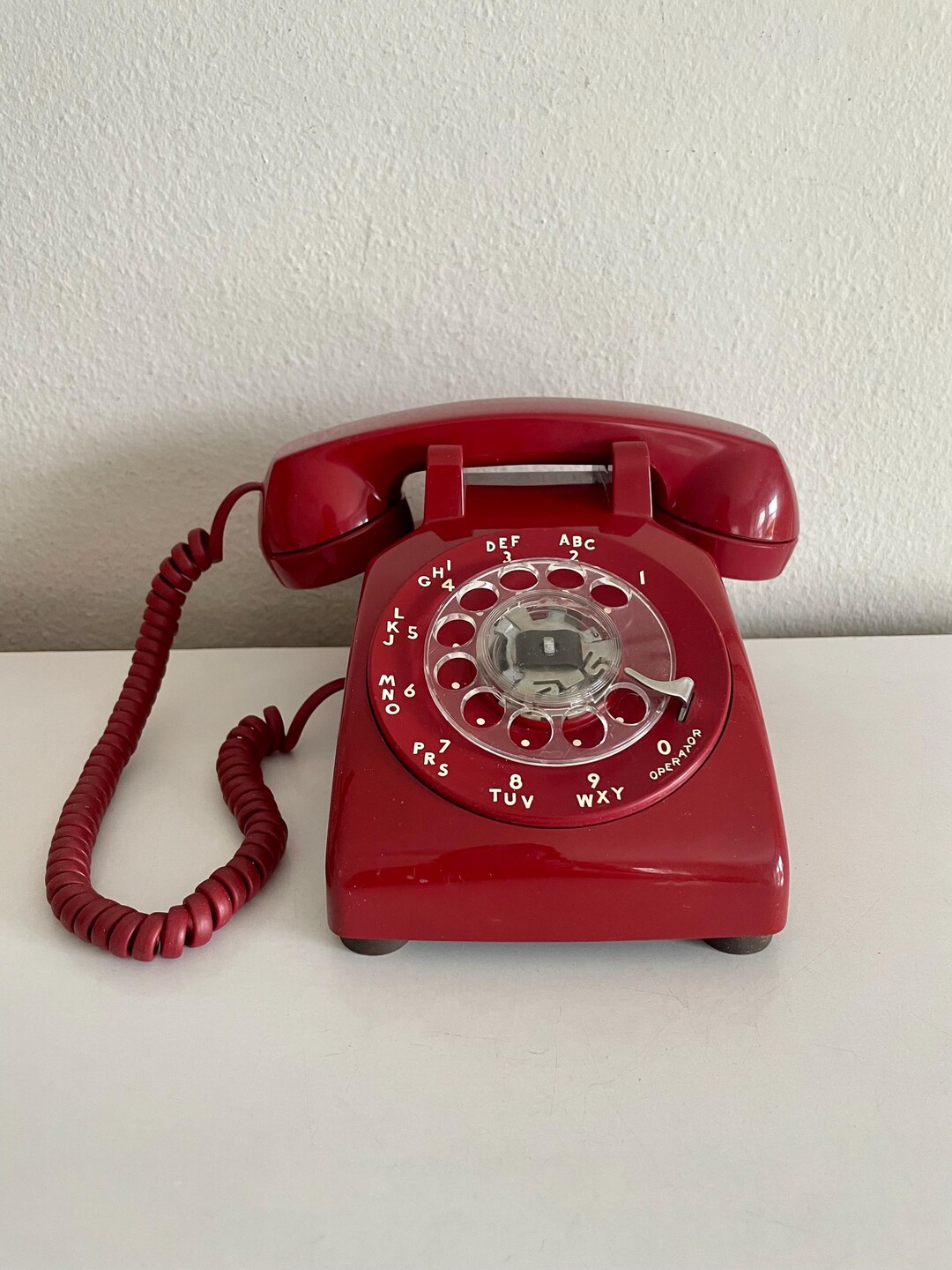 Working Rotary Phone Red ITT Telephone as Is - Etsy