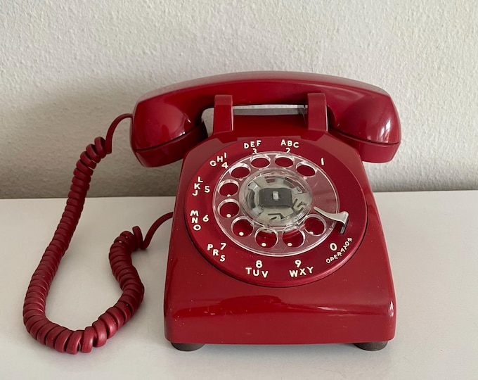 Working Rotary Phone Red ITT Telephone as Is - Etsy