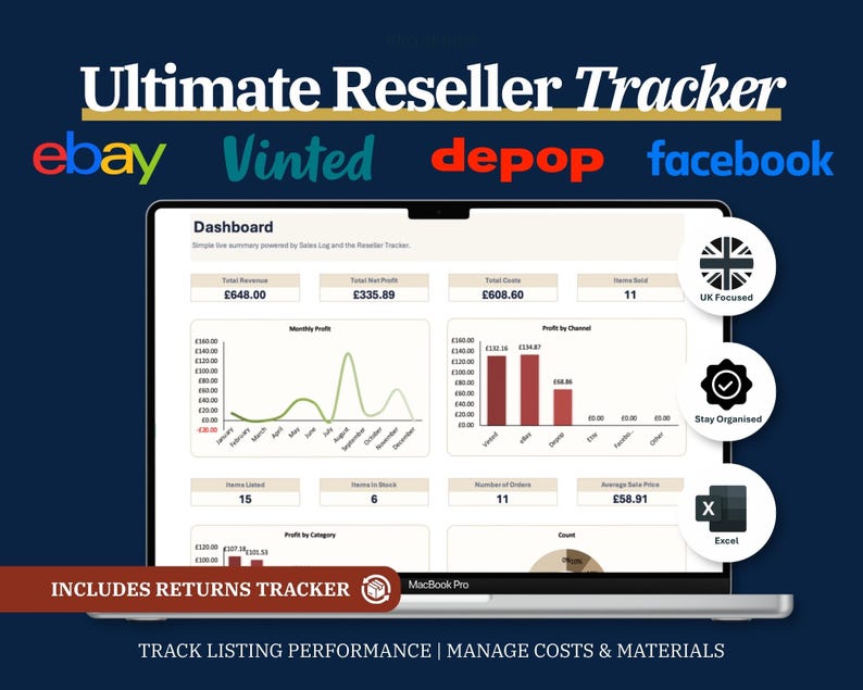 UK Reseller Spreadsheet | Ebay, Vinted, Depop Profit Tracker (excel ...