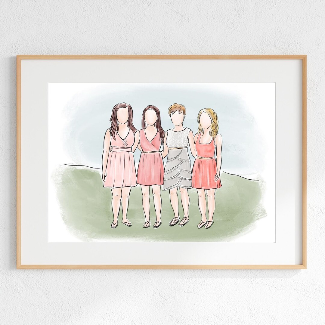Digital Family Drawing, Faceless Portrait, Family Portrait, Family ...
