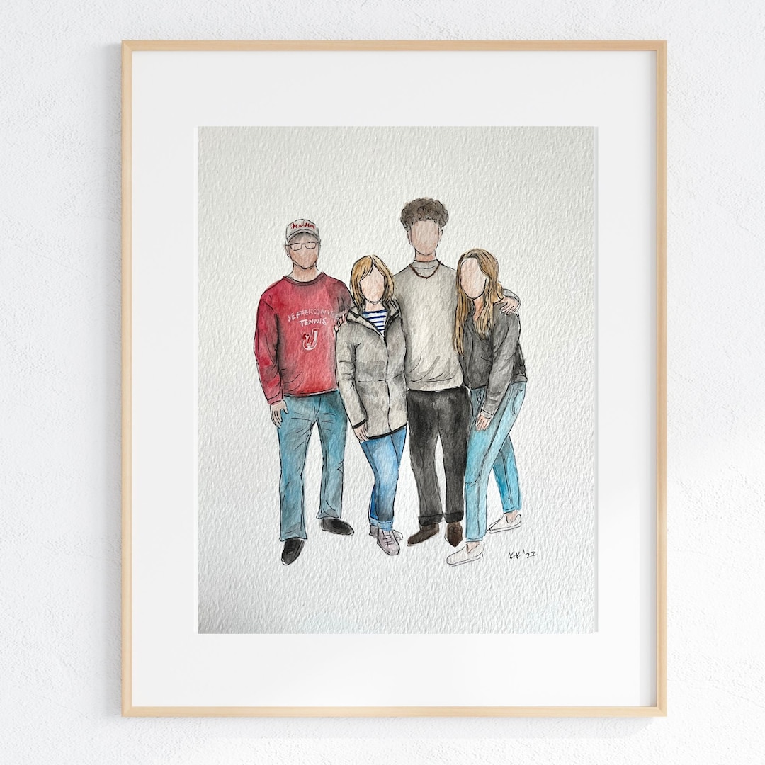 Faceless Family Portrait in Watercolor, Family Portrait, Custom ...