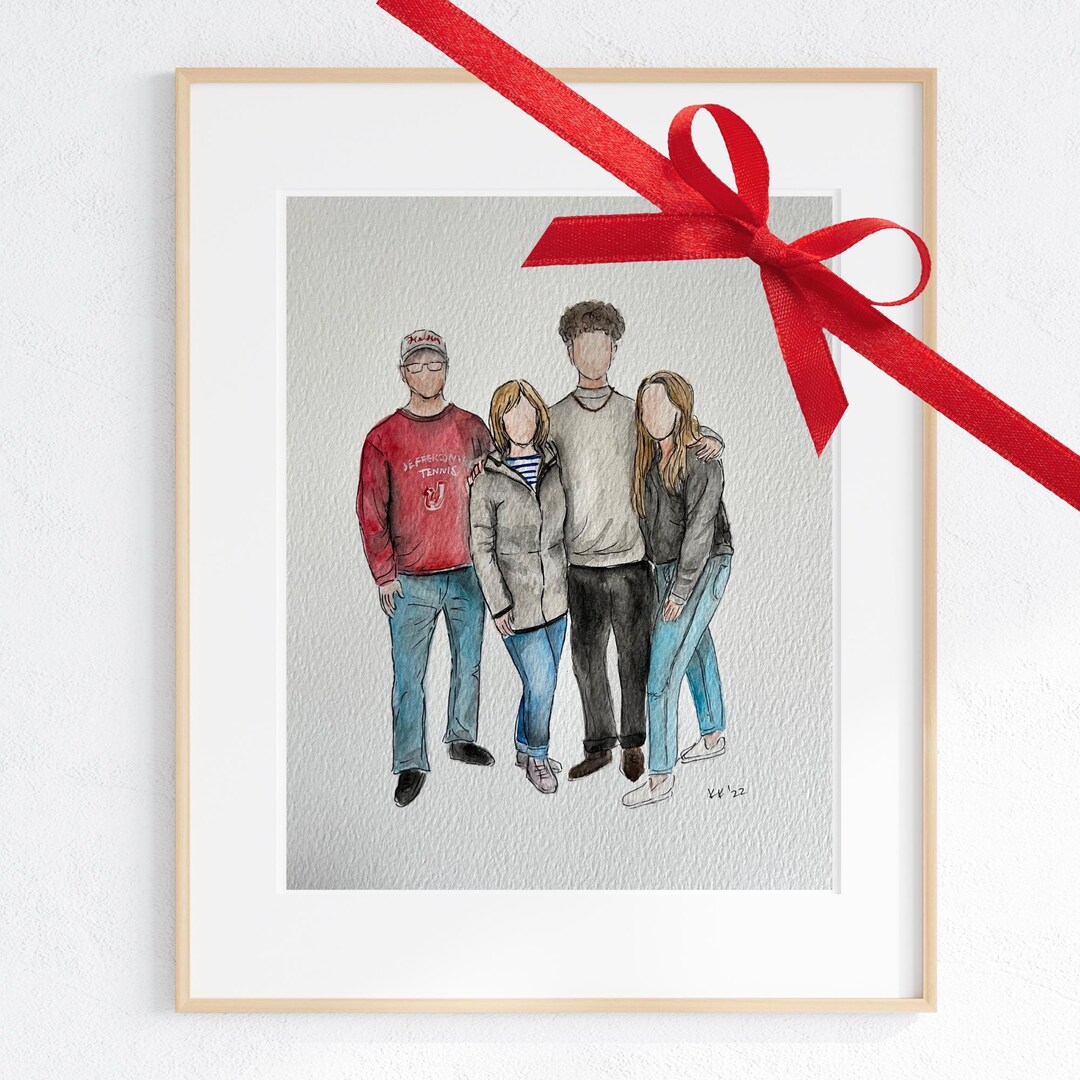 Faceless Family Portrait in Watercolor, Family Portrait, Custom ...